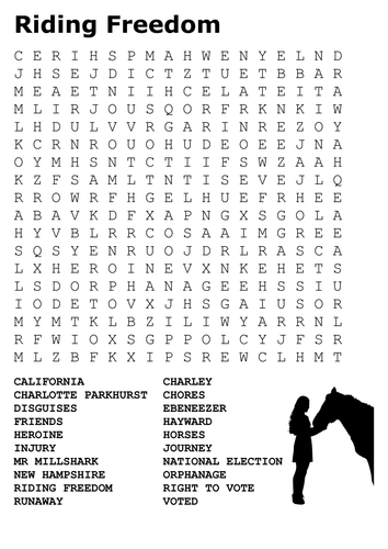 Riding Freedom Word Search | Teaching Resources