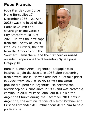 Pope Francis Handout | Teaching Resources