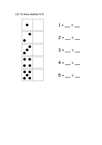 Doubles to 5 Worksheet | Teaching Resources