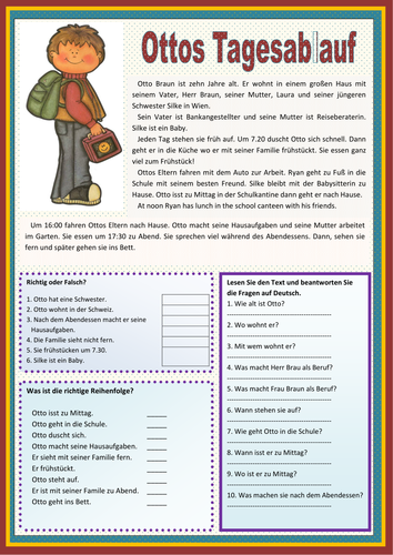 Preschool German resources: daily routine