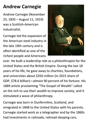 Andrew Carnegie Handout | Teaching Resources