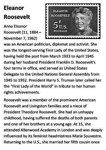 Eleanor Roosevelt Handout | Teaching Resources