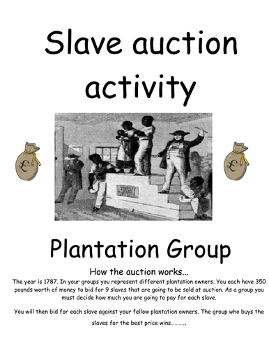 Slave auction activity packs | Teaching Resources
