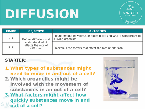 NEW AQA Trilogy GCSE (2016) Biology - Diffusion | Teaching Resources