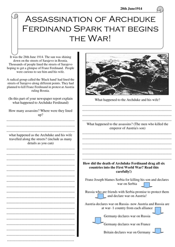 The Assassination of Archduke Ferdinand Newspaper report | Teaching ...
