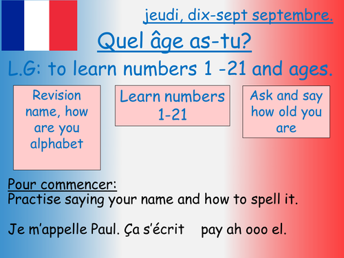 Secondary French resources: numbers