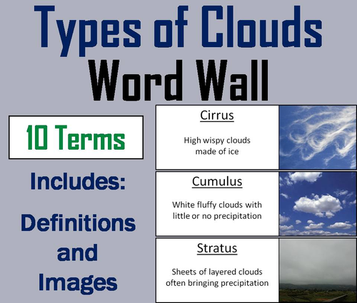 Types of Clouds Word Wall Cards | Teaching Resources Types of Clouds Word Wall Cards | Teaching Resources