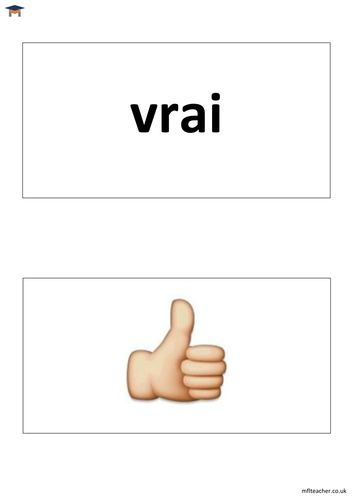 French - 'Vrai/faux' and thumbs up/down cards | Teaching Resources French - 'Vrai/faux' and thumbs up/down cards | Teaching Resources