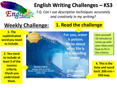 250 word writing challenges | Teaching Resources