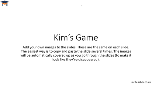 Kim's Game template | Teaching Resources