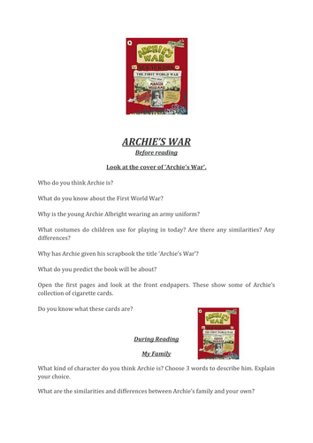 Archie's War Questions for Comprehension | Teaching Resources