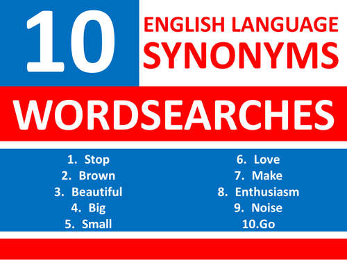 10 X Synonyms Wordsearch Literacy Starter Activity Homework Cover ...