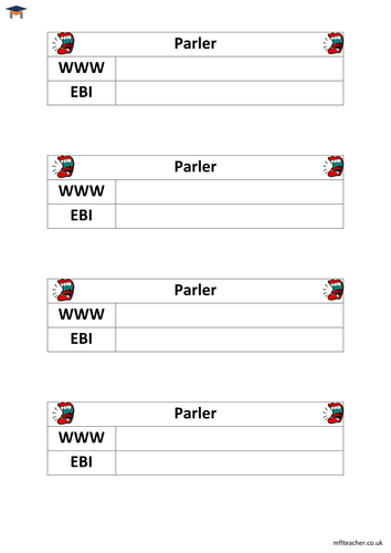 French - Speaking peer assessment target sheet | Teaching Resources