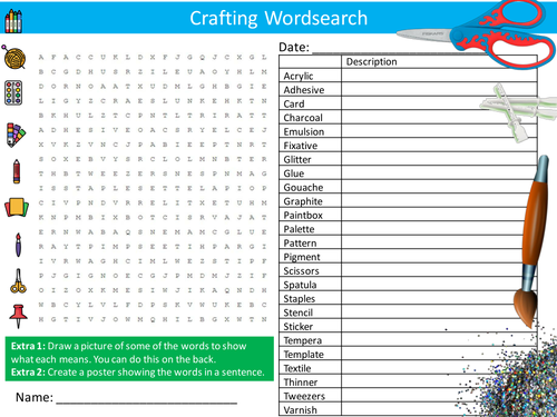 Crafting Wordsearch Crafts Literacy Starter Activity Homework Cover ...