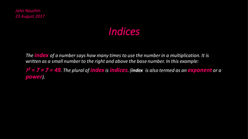 The laws of Indices | Teaching Resources