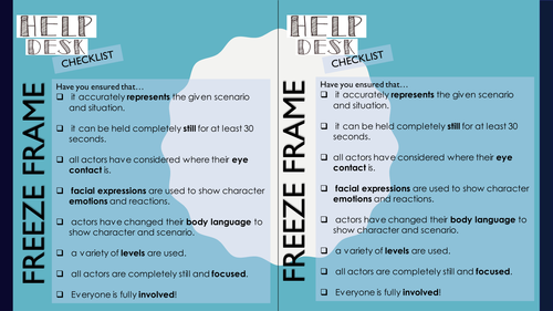 Drama Help Desk Checklists ( Teaching Backwards) | Teaching Resources