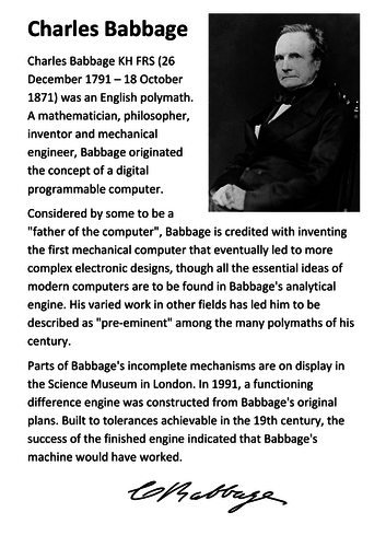 Charles Babbage Handout | Teaching Resources