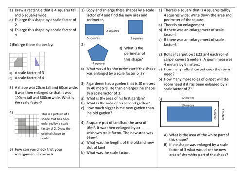 Differentiated enlargement worksheet | Teaching Resources