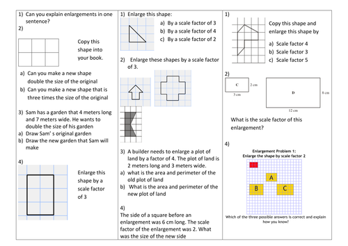 Differentiated enlargement worksheet (basic) | Teaching Resources