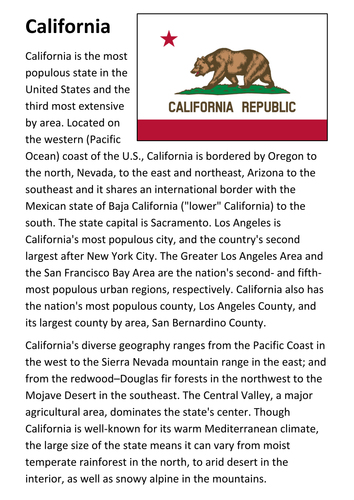 California State Handout | Teaching Resources