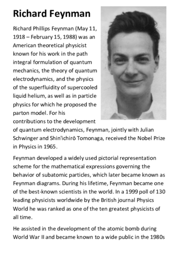 Richard Phillips Feynman Handout | Teaching Resources