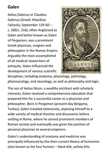 Galen Handout | Teaching Resources