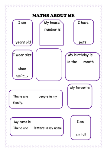 Maths About Me - Transition activity | Teaching Resources