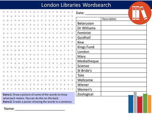 London Libraries Wordsearch Literature English Starter Activity ...