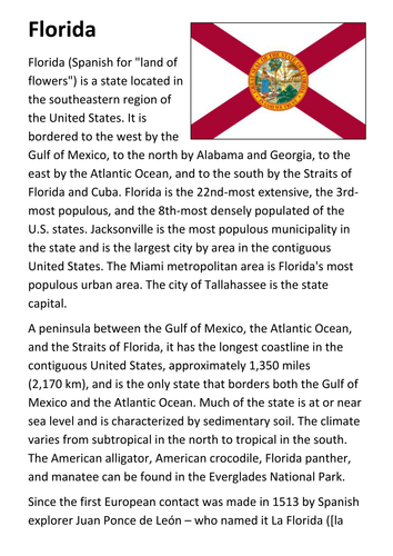 Florida Handout | Teaching Resources