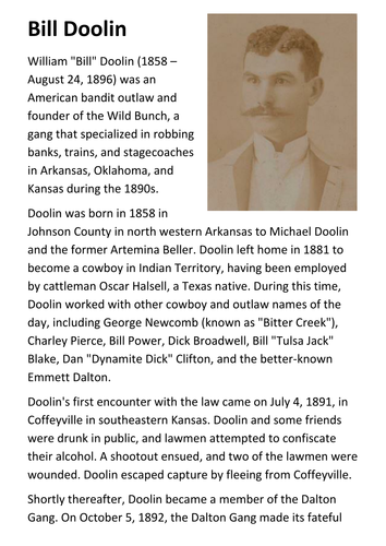 Bill Doolin Handout | Teaching Resources