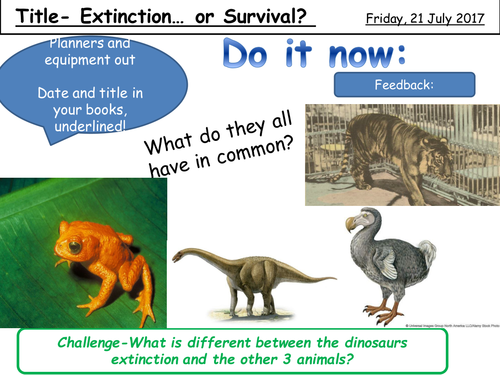 AQA Trilogy Biology Unit 7 Lesson 16 Extinction or Survival | Teaching ...