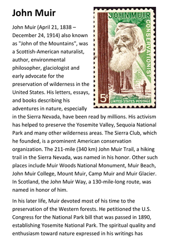 John Muir Handout | Teaching Resources