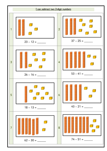 Year 2 - I can subtract two 2-digit numbers pictorial WRMH | Teaching ... Year 2 - I can subtract two 2-digit numbers pictorial WRMH | Teaching ...
