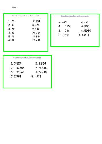 Round any number up to 1,000,000 to the nearest 10, 100, 1000, 10000 ...