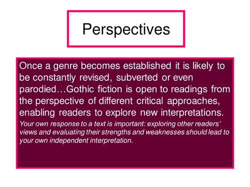 Perespectives in The Bloody Chamber- Gothic | Teaching Resources