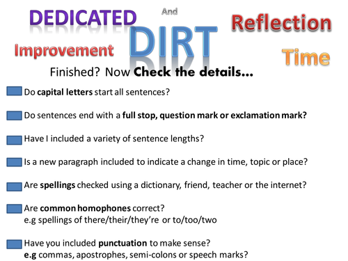 DIRT MAT- reflection and redrafting | Teaching Resources DIRT MAT- reflection and redrafting | Teaching Resources