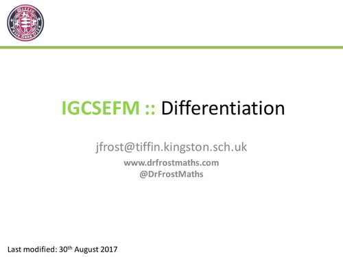 IGCSE Further Maths - Differentiation | Teaching Resources IGCSE Further Maths - Differentiation | Teaching Resources