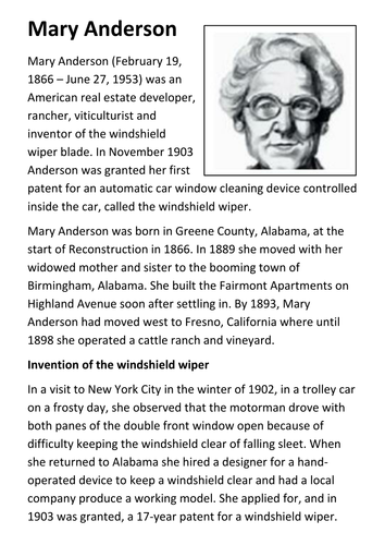 Mary Anderson Handout by sfy773 - Teaching Resources - Tes