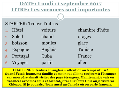 Holidays Les Vacances photo card discussion new GCSE AQA French ...