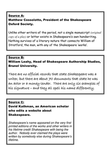 Shakespeare or Fakespeare History lesson | Teaching Resources