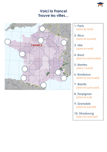 French - Label the towns in France | Teaching Resources