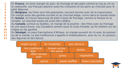 French - Francophone food reading challenge | Teaching Resources
