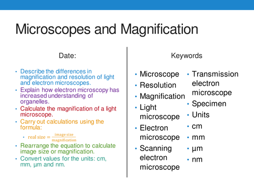 New GCSE AQA 9-1 Biology B1 Microscopes | Teaching Resources
