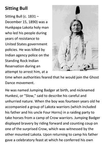 Sitting Bull Handout | Teaching Resources