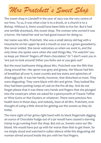 Roald Dahl Day BOY Mrs Pratchett character illustration Art Worksheet ...