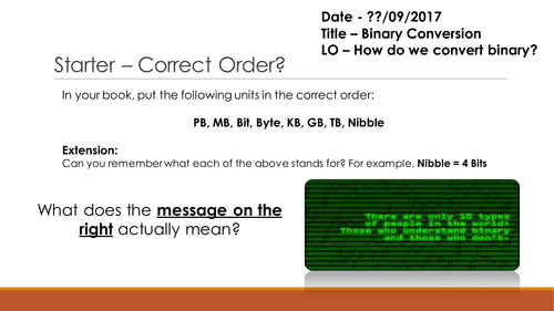Gcse Computer Science Binary Conversion And Binary Shifts Teaching Resources 4624