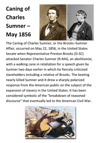 Caning of Charles Sumner Handout | Teaching Resources