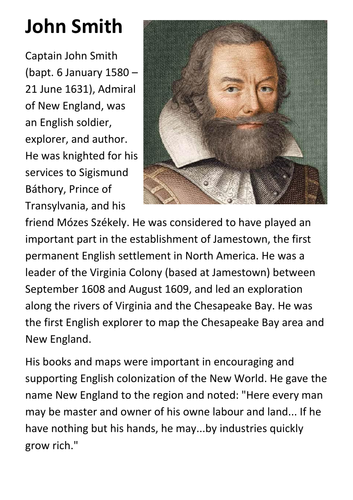 John Smith Handout | Teaching Resources