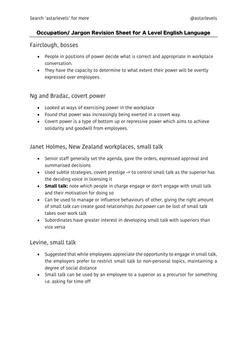 A Level English Language Revision - Teaching Resources - TES