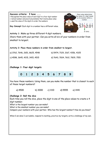 Y4 Place Value Worksheets | Teaching Resources